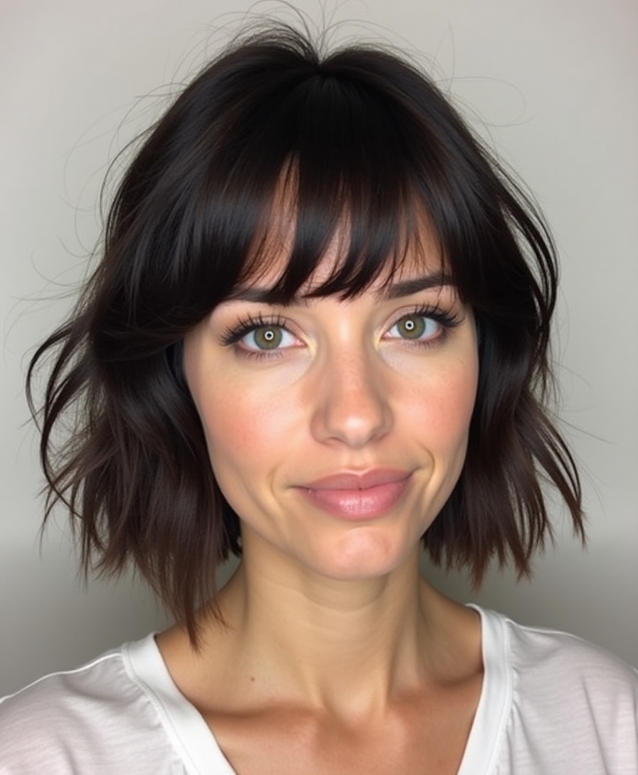 21 Round Face Haircuts That Frame Without Adding Width